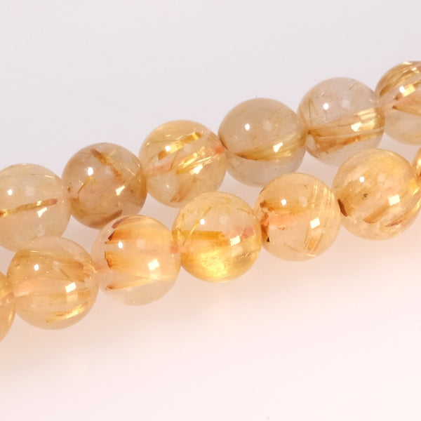 Quartz Rutile Venus Hair Beads 8mm Natural - Perles Corner