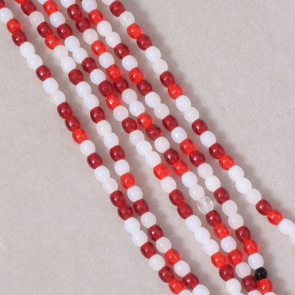 Perles Bohème Rondes 3mm Bordeaux/Blanc - Perles Corner