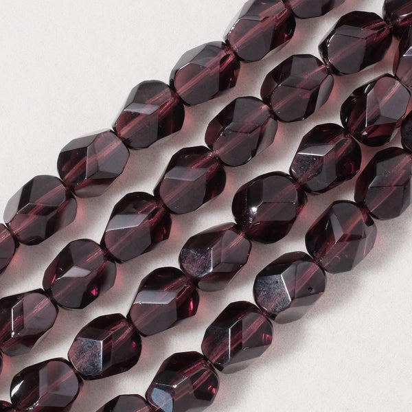 Fil de perles de Bohème rondes facettées 10mm violine transparent ...