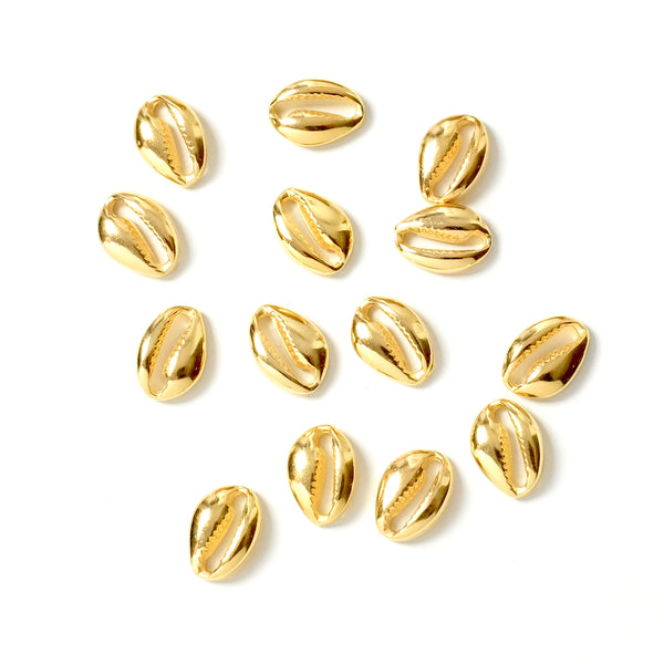 6 small Cauri shells in Gold-plated Zamak with 24K Premium gold ...